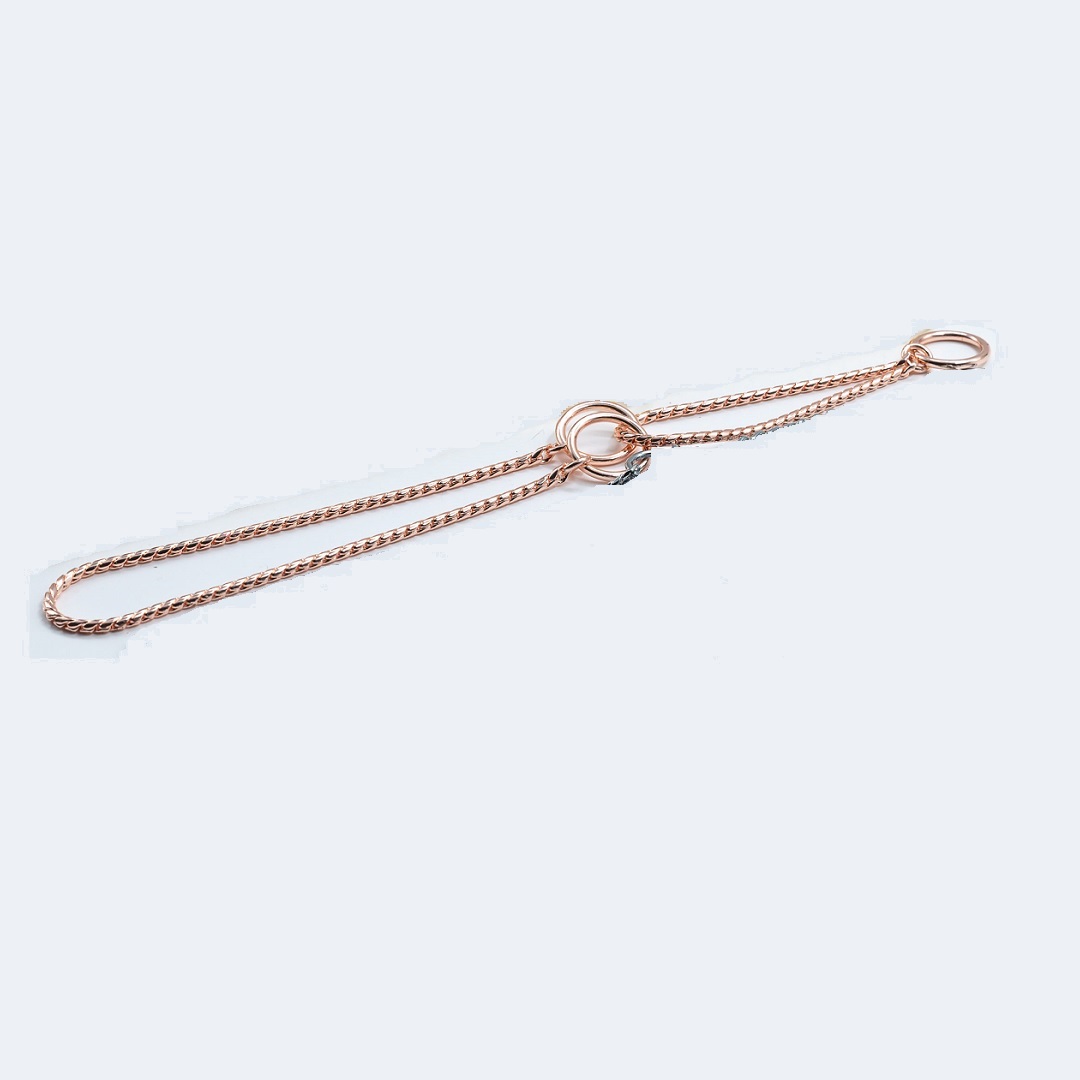 Jokke Snake roséguld halvstryp halsband 3mm för utställningar - Green Trail Oy webbutik