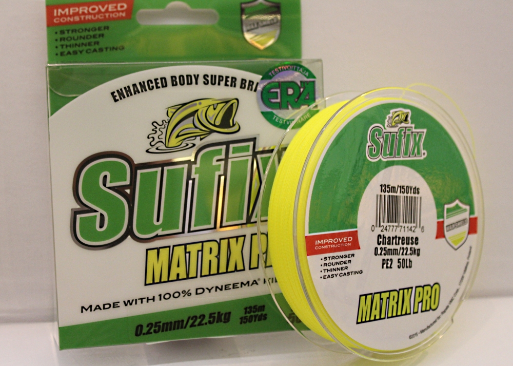 Sufix Matrix Pro Chartreuse flätadlina gul 135m - Green Trail Oy webbutik